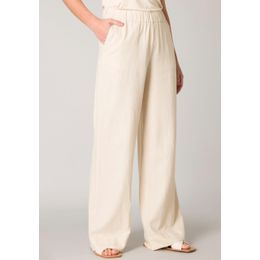 Leinenhose Base Level "Yul" Gr. 42, N-Gr, beige (light beige) Damen Hosen