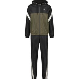 Trainingsanzug Sergio Tacchini "DIAGONALLEY HOODIE TRACKSUIT Herren" Gr. M, schwarz (black/grape leaf) Herren Sportanzüge Trainingsanzug Herren, Tracksuit, Retro, Outdoor, Jogging, Streetwear