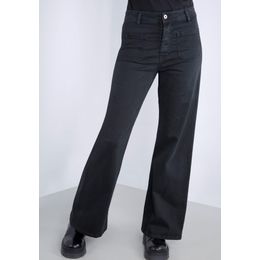 Schlaghose Please Jeans Gr. S, N-Gr, schwarz (nero), Damen, Twill, Obermaterial: 97% Baumwolle, 3% Elasthan, unifarben, Hosen, aus hochwertigem Baumwollmix mit Stretch