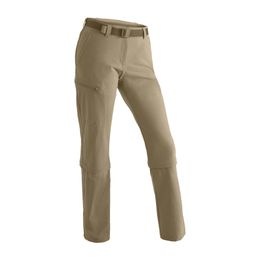 Funktionshose Maier Sports "Arolla" Gr. 18, Kurzgrößen, beige (dunkelbeige) Damen Hosen Wanderhose, zipp-off Outdoor-Hose, 3 Taschen, Regular Fit