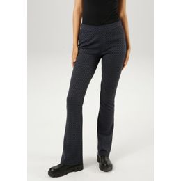 Schlupfhose Aniston CASUAL Gr. 36, N-Gr, schwarz (schwarz, blau) Damen Hosen mit grafischem Waben-Muster