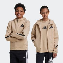 Kapuzensweatshirt adidas Sportswear "J Z.N.E.FZ" Gr. 140, beige (magic / black) Kinder Sweatshirts