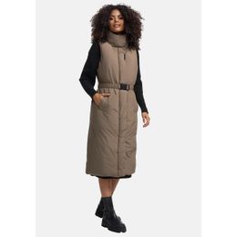 Longweste Navahoo "Abendlied XIV" Gr. M (38), braun, Damen, Obermaterial: 100% Polyester (recycelt), Innenfutter: 100% Polyester (recycelt), Wattierung: 100% Polyester (recycelt), Westen, Ärmellose Winter-Weste mit hohem Stehkragen