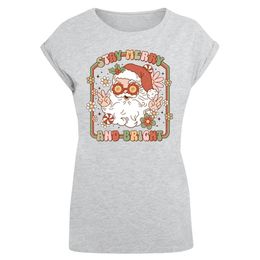 F4NT4STIC Shirt 'Stay Merry And Bright Hippie Santa' Damen Gr&ouml;&szlig;e XXXL grau / mischfarben