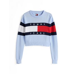 Tommy Jeans Pullover Damen Gr&ouml;&szlig;e L hellblau / rot / wei&szlig;