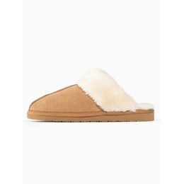 Minnetonka Hausschuh 'Chesney Slide' Damen Gr&ouml;&szlig;e 40 creme / hellbraun