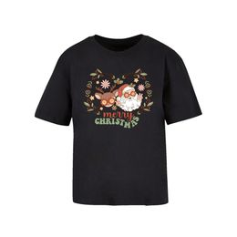 F4NT4STIC Shirt 'Christmas Hippie Santa And Reindeer' Damen Gr&ouml;&szlig;e XL mischfarben / schwarz