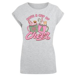 F4NT4STIC T-Shirt 'Have a Cup of Cheer Christmas Holiday' Damen Gr&ouml;&szlig;e 5XL grau / mischfarben