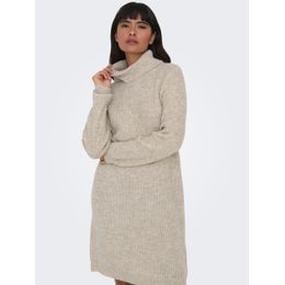 Strickkleid Only "ONLSILLY LS ROLLNECK DRESS BF KNT" Gr. XS (34), N-Gr, beige (pumice stone detail:w melange) Damen Kleider