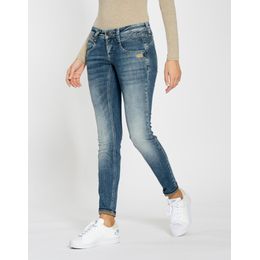 Skinny-fit-Jeans Gang "94NENA" Gr. 30, N-Gr, blau (medium blue over dye) Damen Jeans mit modischer Waschung