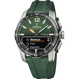 Smartwatch Festina "Connected D" Smartwatches grün Quarzuhr, Armbanduhr, Herrenuhr, Schrittzähler, Weltzeit, Stoppfunkt.