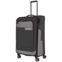 Weichgepäck-Trolley Travelite "VIIA L" Gr. B/H/T: 47cm x 77cm x 30cm 91 l, grau (schiefer) Koffer Reisegepäck Trolley groß Weichschallenkoffer TSA Schloss