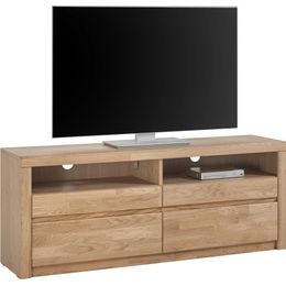 Lowboard Home Affaire "Silkeborg" Sideboards Gr. B/H/T: 140cm x 55cm x 35cm, Holzwerkstoff eichefarben (Korpus) / Massivholz Eiche (Front), braun (eiche teilmassiv) Breite 140 cm