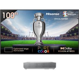 HISENSE Laser-TV "HISENSE 100L5HD Daylight Screen (100 Zoll) Laser TV Projektor" Beamer 4K, HDR, Game Mode, Dolby Atmos silberfarben (silber)