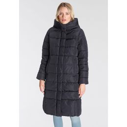 Steppmantel Only "ONLTINA PUFFER X LONG COAT OTW" Gr. M (38), blau (night sky), Damen, Web, Obermaterial: 100% Polyester, unifarben, leicht glänzend, Mäntel, mit Kapuze