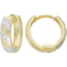 Firetti Damen Paar Creolen "Schmuck Geschenk Gold 375 Ohrschmuck Ohrringe bicolor", 12mm, Gelbgold 375, gold, Gelbgold 375, Ohrringe