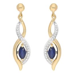 Firetti Damen Paar Ohrstecker "Schmuck Geschenk Gold 375 Ohrschmuck Farbstein Edelstein Saphir", Gelbgold 375, blau, Gelbgold 375, Ohrringe, mit