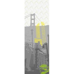 Fototapete "San Francisco", B/L: 1mm x 2,8mm, bunt, ARCHITECTS PAPER, Tapeten, Grafik Tapete San Francisco City Schwarz Weiß Gelb Panel 1,00m x 2,80m