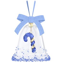 Dekohänger Swarovski "Sammelfigur Holiday Cheers Dulcis Weihnachtsglocke, 5688313, 5688314", kristallweiß, blau, goldfarben, Dekohänger, B/H/T: 7,59cm x 9,03cm x 7,59cm, Kristallglas, Metall, Polyester, Swarovski Kristall, B:7,59cm H:9,03cm T:7,59cm