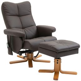 HOMCOM Massagesessel mit Fußhocker Relaxsessel Heizfunktion 145°-Neigung PU Braun