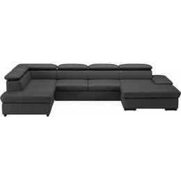 Sit & More Wohnlandschaft SIT & MORE, B:349cm H:73cm T:226cm, schwarz, Sofas, "Alcudia U-Form", wahlweise mit Bettfunktion