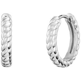 JULIE JULSEN Damen Paar Creolen "925/- Sterling Silber rhodiniert 15mm", one-size, Silber 925 (Sterlingsilber), silber, Silber 925 (Sterlingsilber),
