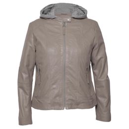 Maze Damen Lederjacke "42023103", grau, Gr. 52, Obermaterial: 100% Lammleder; Innenfutter: 100% Polyester; &Auml;rmelfutter: 100% Polyester; Kapuze: 100%