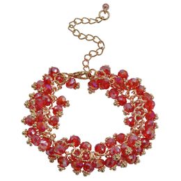 Steuer Damen Armband "Armband goldfarben mit roten Glassteinen", 23cm, Metall, rot, Metall, Armb&auml;nder