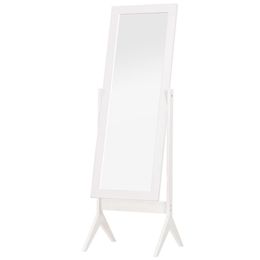 HOMCOM Standspiegel Ganzkörperspiegel Schminkspiegel Erhöhte Füße Pflegeleicht MDF Weiß 47 x 46 x 148 cm