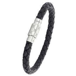 JOOP! JOOP Herren Lederarmband "2023437", 21cm, Edelstahl Leder, schwarz, Edelstahl, Leder, Armbänder