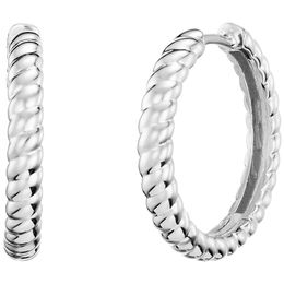 JULIE JULSEN Damen Paar Creolen "925/- Sterling Silber rhodiniert 20mm", one-size, Silber 925 (Sterlingsilber), silber, Silber 925 (Sterlingsilber),