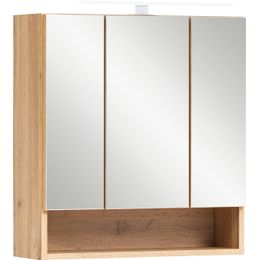 Spiegelschrank Welltime, B:60cm H:64cm T:20cm, braun, Spanplatte, Badezimmer, Schränke, "Stubach", Breite 60 cm