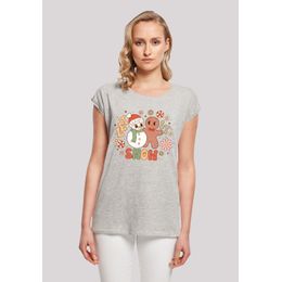 F4NT4STIC Damen T-Shirt "Let It Snow Weihnachten Gingerbread", grau, Gr. XS, Obermaterial: 100% Baumwolle, Shirts, Premium Qualit&auml;t,
