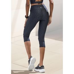 active by Lascana LASCANA ACTIVE Damen Caprileggings, schwarz, Gr. XS, Mesh, unifarben, Obermaterial: 85% Polyester, 15% Elasthan, Hosen, Sporthose in Allover-Leo-Optik