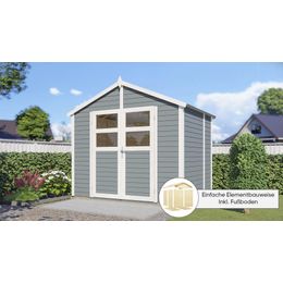 Gartenhaus Konifera, grau, Massivholz, Gartenh&auml;user, "Visby 3", Inklusive Fussboden, in 4 Gr&ouml;&szlig;en und 2 Farben