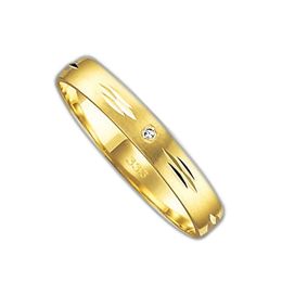 Firetti Damen Trauring "Schmuck Geschenk Gold 375 Hochzeit Ehering Trauring "LIEBE"", 20, 0,01 SI = kleine Einschlüsse mit Brillant, Gelbgold 585,