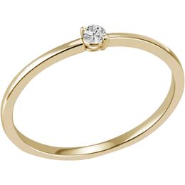 Firetti Damen Fingerring "Schmuck Geschenk Gold 585 Goldring Vorsteckring", 56, 0,05 SI = kleine Einschlüsse, Diamanten Gelbgold 585, 1,3mm, gold,
