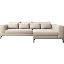 Ecksofa Inosign, B:284cm H:82cm T:172cm, beige, 92% Polyester / 8% Nylon, Wohnzimmer, Sofas, "Cross, mit softem Sitz, L-Form, wendbare Zierkissen,