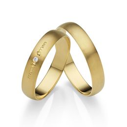 Firetti Damen Trauring "Schmuck Geschenk Gold 375 Hochzeit Ehering "LIEBE"", 60, 0,01 SI = kleine Einschlüsse mit Brillant, Gelbgold 585, 4mm, gold,
