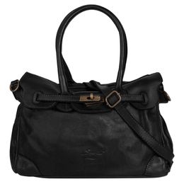 Samantha Look Damen Shopper, schwarz, Leder, unifarben, Taschen, echt Leder, Made in Italy