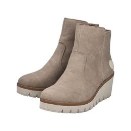 Rieker Damen Keilstiefelette, Gr. 42, beige, Nubuklederimitat, unifarben, Schuhe, Keilboots, Plateau-Stiefelette mit Innenreißverschluss, schmale Form