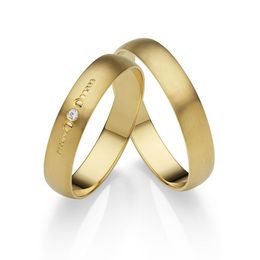 Firetti Damen Trauring "Schmuck Geschenk Gold 375 Hochzeit Ehering "LIEBE"", 50, ohne Brillant, Gelbgold 585, 4mm, gold, Gelbgold 585, Fingerringe,