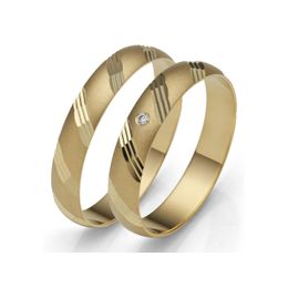 Firetti Damen Trauring "Schmuck Geschenk Gold 375 Hochzeit Ehering "LIEBE"", 64, 0,02 SI = kleine Einschl&uuml;sse mit Brillant, Gelbgold 585, 4mm, gold,