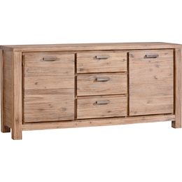 Sideboard GUTMANN FACTORY, B:180cm H:85cm T:47cm, beige, FSC-zertifizierter Holzwerkstoff, Massivholz, Wohnzimmer, Sideboards, "Tunis", Kommode,