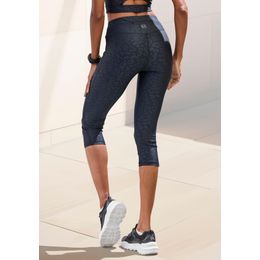 active by Lascana LASCANA ACTIVE Damen Caprileggings, schwarz, Gr. XS, Mesh, unifarben, Obermaterial: 85% Polyester, 15% Elasthan, Hosen, Sporthose in Allover-Leo-Optik