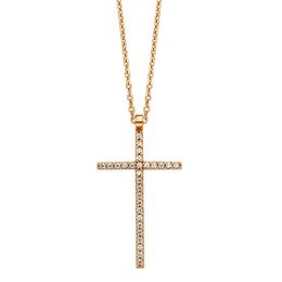 JULIE JULSEN Damen Kette mit Anhänger "925/- Sterling Silber rotvergoldet mit Anhänger Kreuz", 45cm, Silber 925 (Sterlingsilber), L: 45, rot, Silber