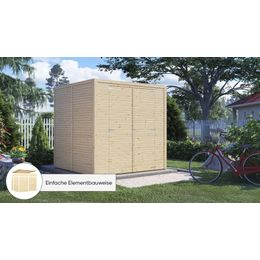 Gartenhaus Konifera, beige, Massivholz, Gartenh&auml;user, "Beno 3 Fineline Flachdach"