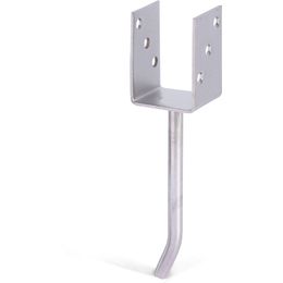 Alberts U-Pfostentr&auml;ger, &Oslash; 11mm, silber, Bodenanker, mit Betonanker aus Rundstahl, Breite 71 mm, L&auml;nge Betonanker 200 mm