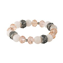 Steuer Damen Armband "Metall 17cm Rosenquarz Glaskristall", 17,0cm, Metall, rosa, Metall, Armb&auml;nder