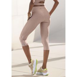 active by Lascana LASCANA ACTIVE Damen Caprileggings, braun, Gr. XS, Mesh, unifarben, Obermaterial: 85% Polyester, 15% Elasthan, Hosen, Sporthose in Allover-Leo-Optik